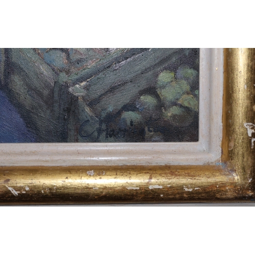Carol Harrington, oil on panel, depicting street traders seated under ...