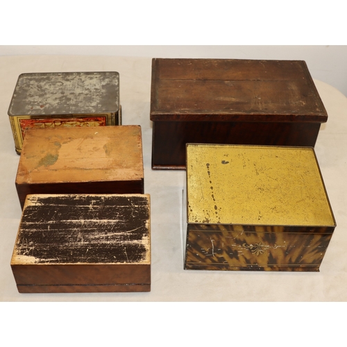 A wooden box with hinged lid, 37cm wide, 22.5cm deep, 16cm high, a ...