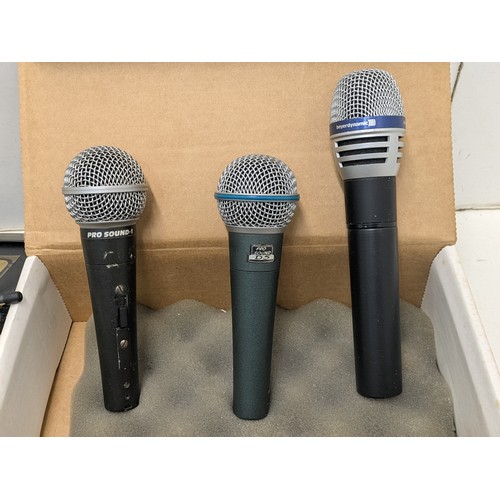 A selection of modern and retro microphones and cables