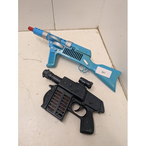 A pair of retro Marx toys toy guns,one with rotating handle