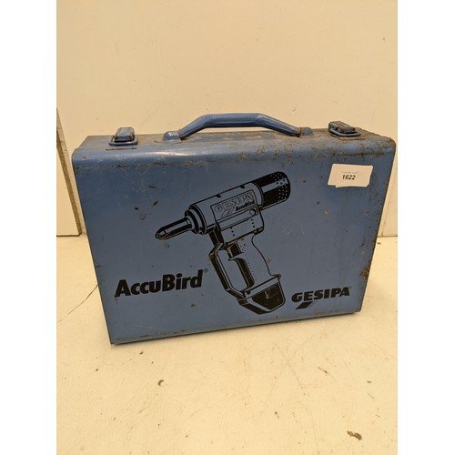 A Accubird Gesipa cordless rivet gun in case with battery and charger