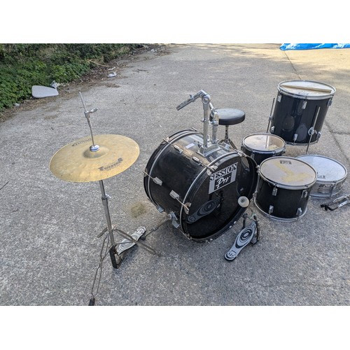 A Session pro drum kit with stool and drumsticks