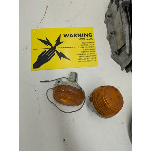 A selection of vintage motorcycle parts