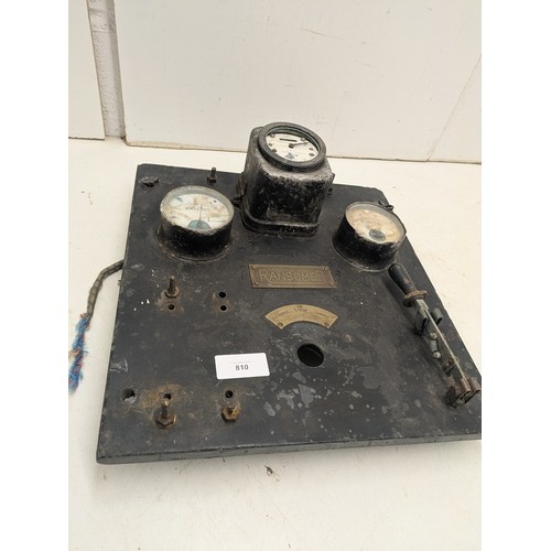 A vintage Ransomes electronic gauge control panel