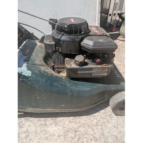 A Hayter Sprint 375 petrol lawn mower with a Briggs and Stratton engine