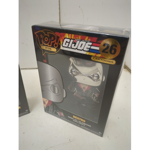 A pair of Pop! GI Joe enamel badges - sealed