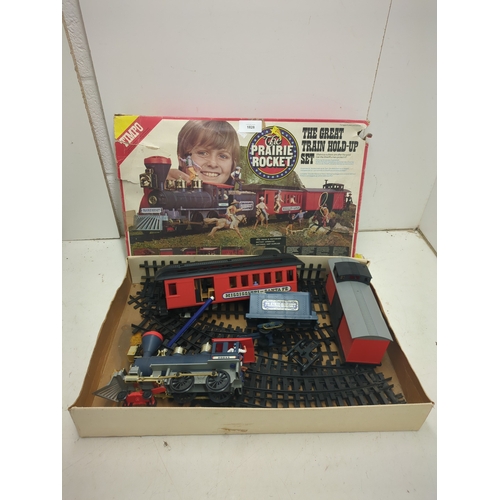 A retro timpo the prairie rocket the great train holdup set in original box