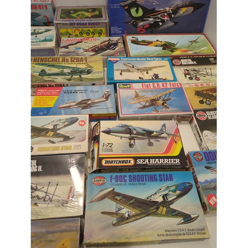 A quantity of various vintage model kits including Revell, Airfix, etc