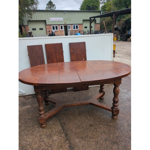 Antique Heavy Oak Extending Dining Table