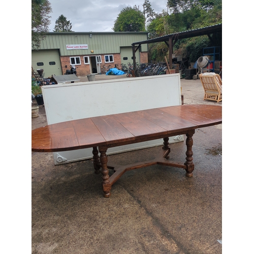 Antique Heavy Oak Extending Dining Table