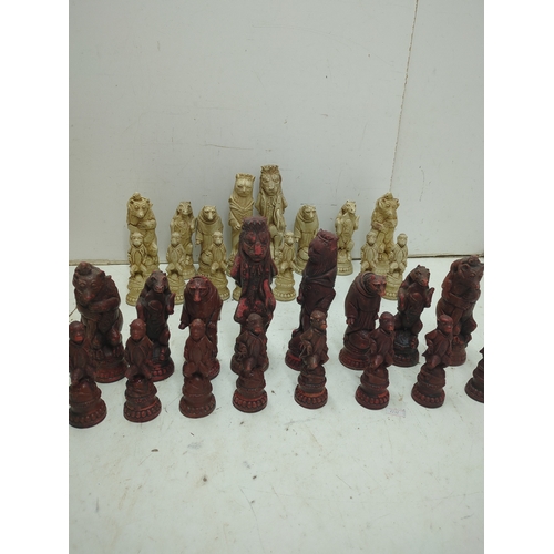 Vintage Animal-Themed Chess Set