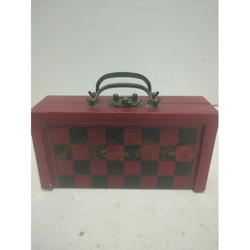 Red Carrying Case Chess Set - 1 piece missing