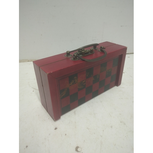 Red Carrying Case Chess Set - 1 piece missing