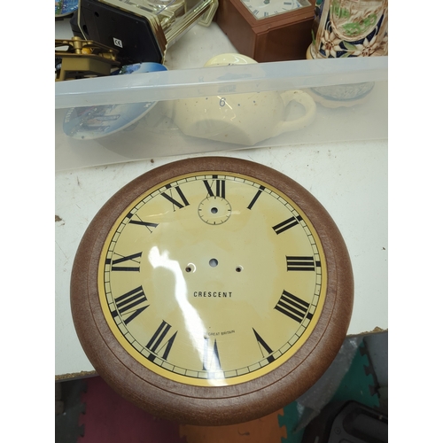 Various Clocks including Crescent Roman Numeral Wall Clock