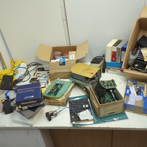 Vintage Computer Parts and Floppy Disks Assortment