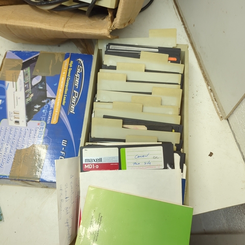 Vintage Computer Parts and Floppy Disks Assortment