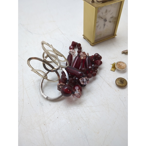 Lot of Jewellery, Badges, and Clock