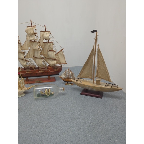 Lot of Model Ships with Bottled Ships