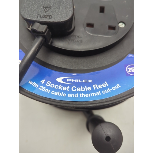 Philex 4 Socket Cable Reel with 25m Cable