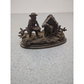 Antique Cast Iron Inkwell Depicting Figurine of Man and Dog by Kennel