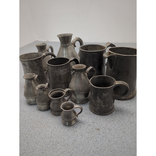 Lot of 10 Pewter Jugs and Tankards