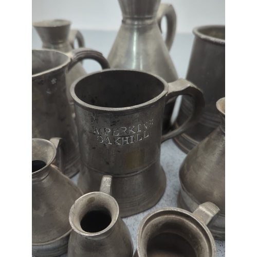Lot of 10 Pewter Jugs and Tankards