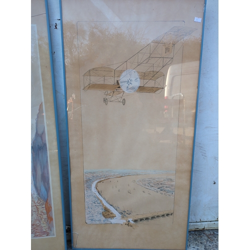 Lot of 2 original hand-colored lithograph print titled Un Match Moderne ...