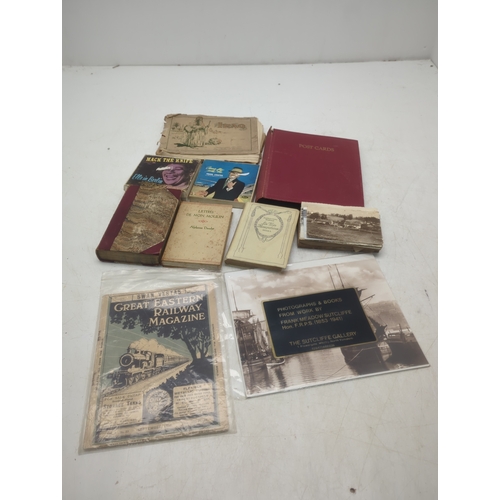Selection of Vintage Books and Magazines including Postcard Album