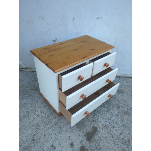 Pine and White Painter 4 Drawer Graduated Chest of Drawers