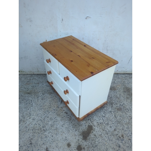 Pine and White Painter 4 Drawer Graduated Chest of Drawers