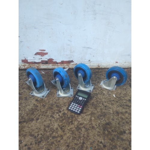Lot of 4 Blue Caster Wheels