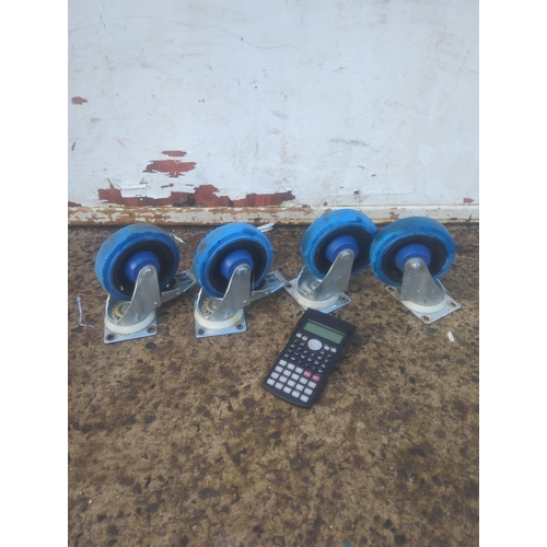 Lot of 4 Blue Caster Wheels