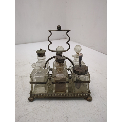 Glass Condiment Cruet Set with Metal Stand