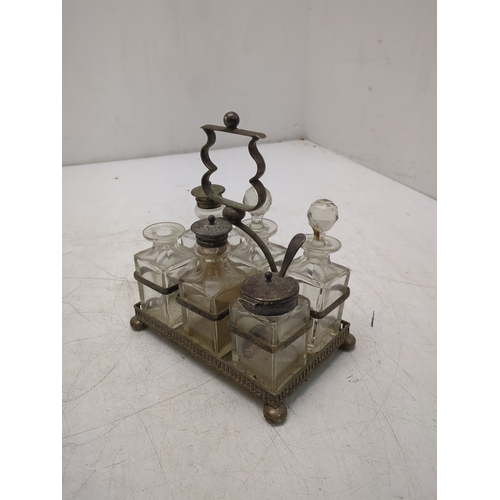 Glass Condiment Cruet Set with Metal Stand