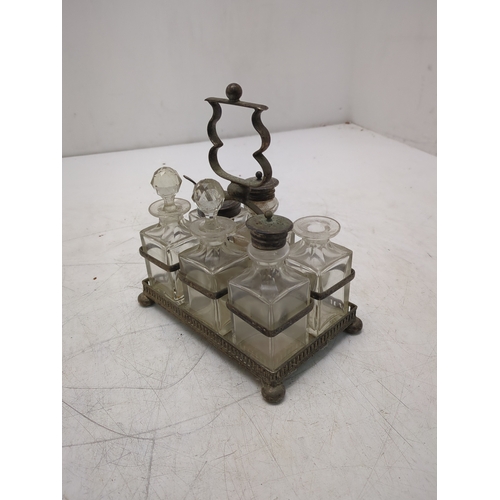 Glass Condiment Cruet Set with Metal Stand