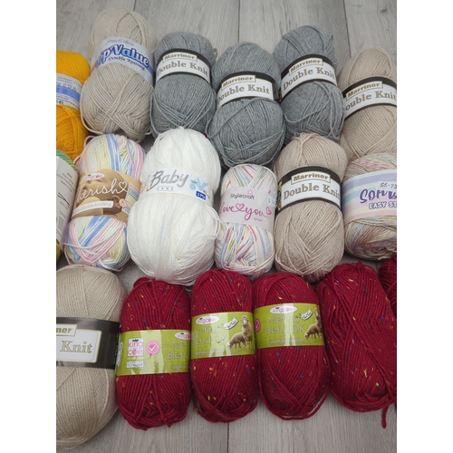 Lot of 30+ Balls of Yarn Including Marriner Double Knit