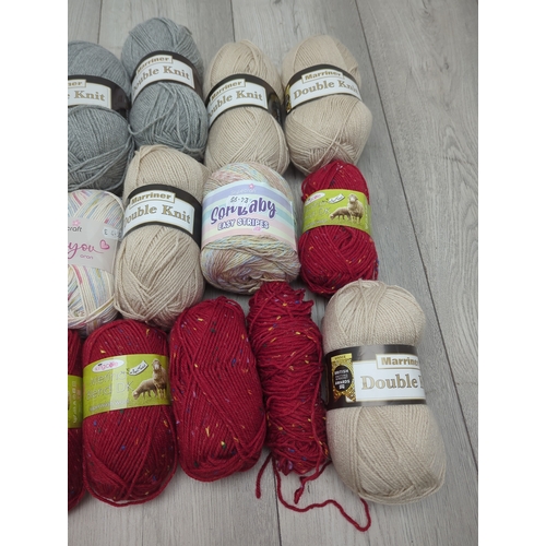 Lot of 30+ Balls of Yarn Including Marriner Double Knit