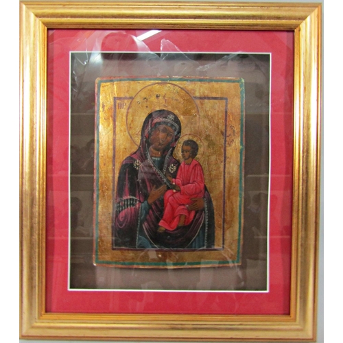 An eastern European icon (probably 19th century) three quarter length ...