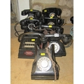 Seven vintage Bakelite Pyramid and plastic GPO rotary telephones and a ...