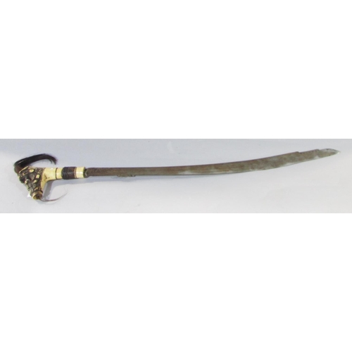Dayak Headhunters Mandau sword from Borneo with carved and decorated ...