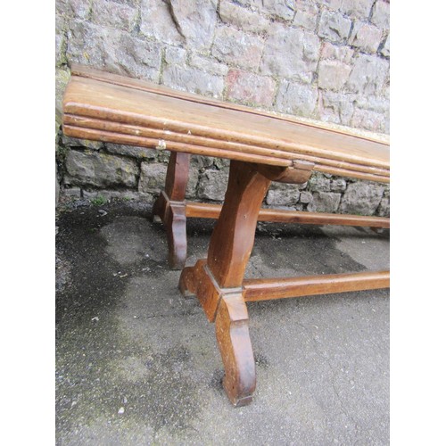 A pair of long chestnut benches/forms, the single piece plank tops ...