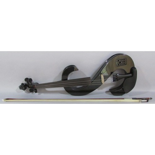 A Wittner of Germany electric S shaped violin in a black glitter finish ...