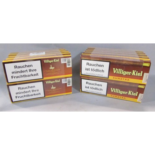 A wooden box containing cigars, 20 unopened Villiger-Kiel Sumatra 10 ...
