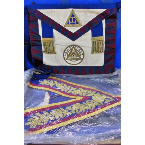 Masonic Regalia of a collection of elaborately decorated aprons, with ...