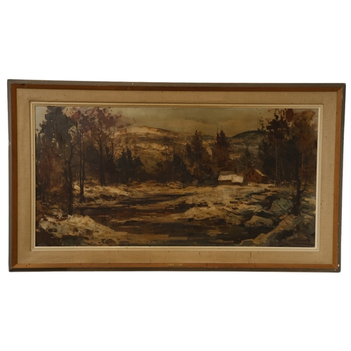 Gordon Geza Marich (1913-1985) - A winter woodland river scene, oil on ...