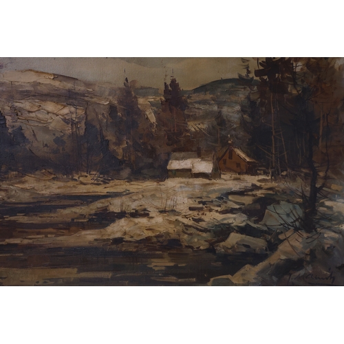 Gordon Geza Marich (1913-1985) - A winter woodland river scene, oil on ...