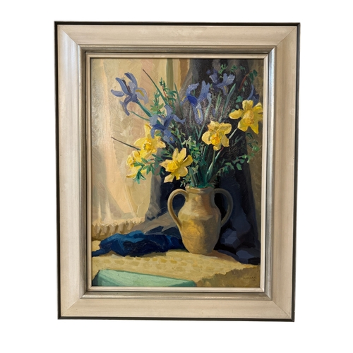 Nigel J McIsaac (Scottish, 1911-1995) - 'Daffodil & Iris', oil on board ...