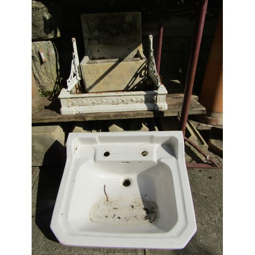 A reclaimed painted cast iron hand wash basin bracket associated sink ...