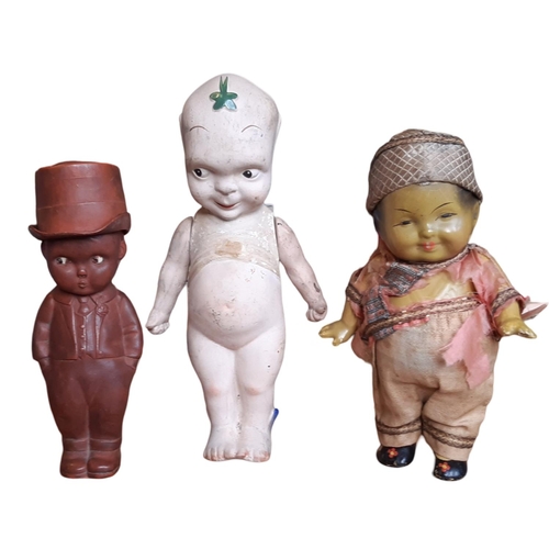Three early 20th century kewpie type dolls comprising a Fumsup bisque ...