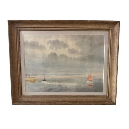 Roland Vivian Pitchforth (1895-1982) - An overcast harbour scene ...